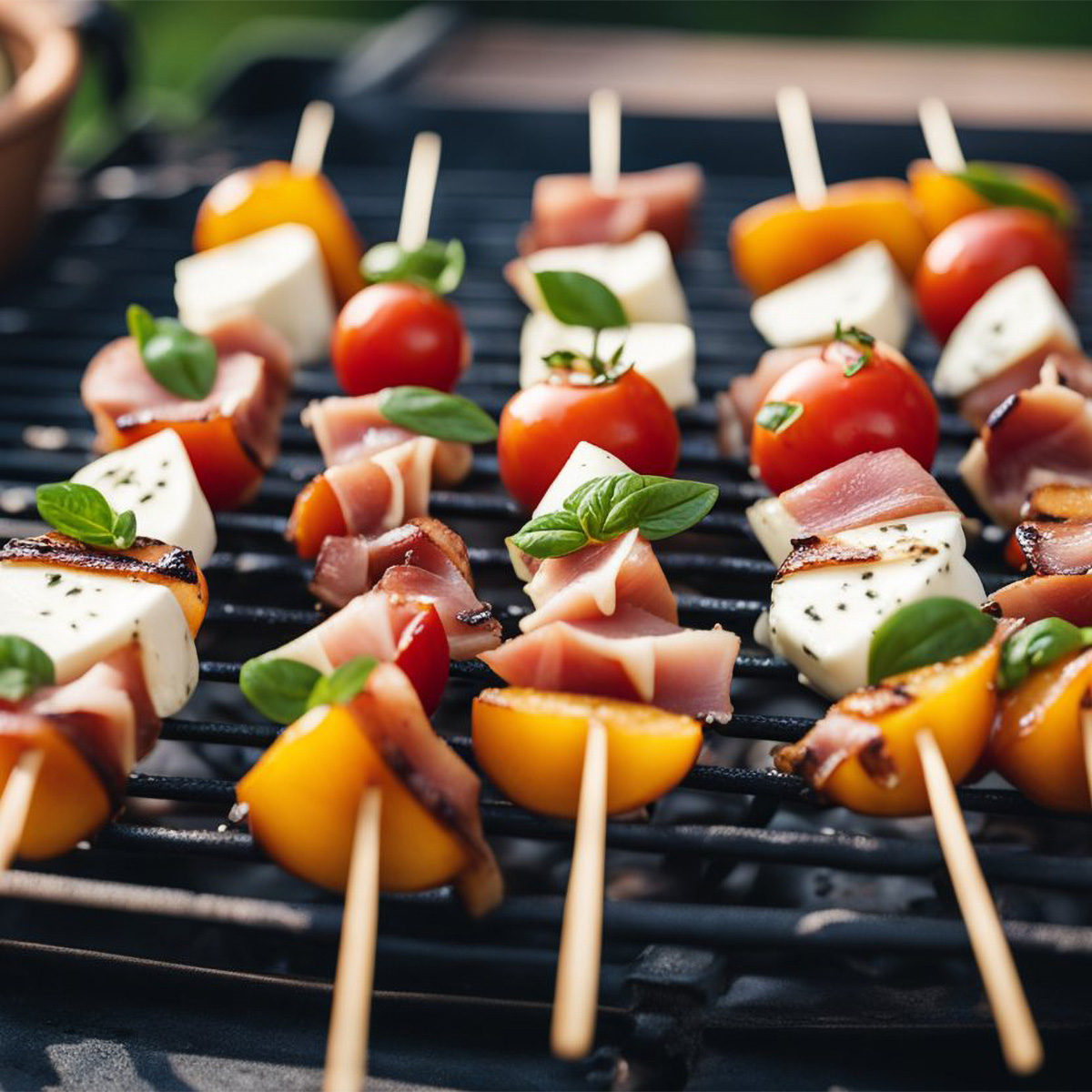 Peach Caprese Skewers - Tastylicious