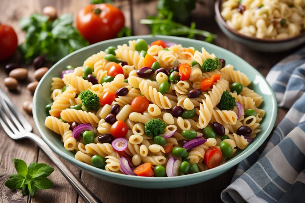Three Bean Pasta Salad - Tastylicious