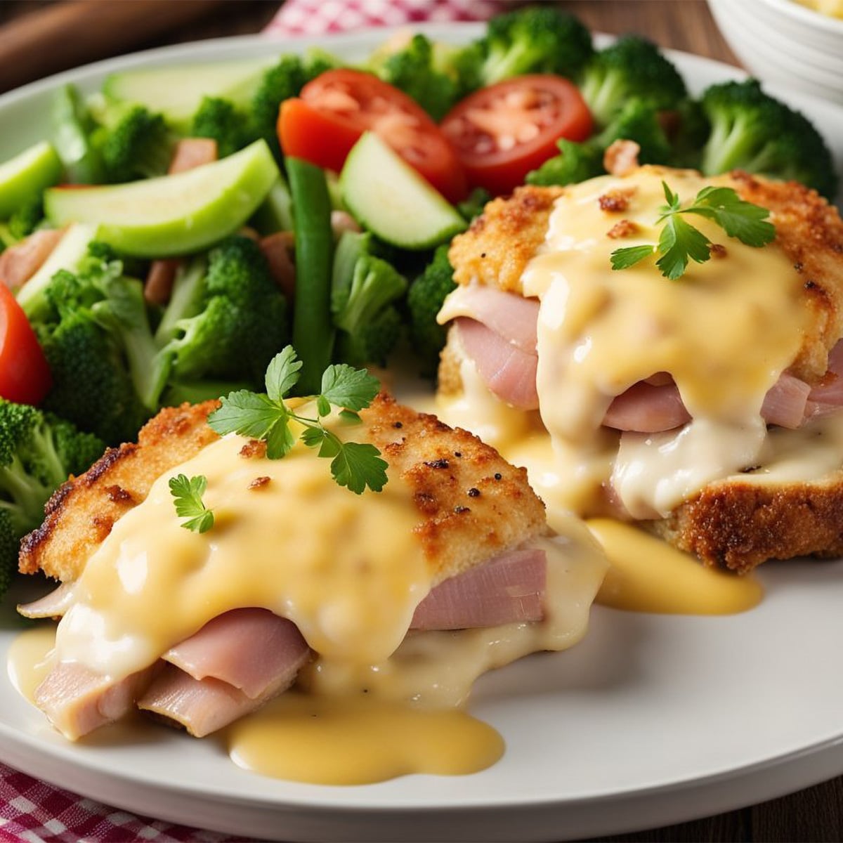 Keto Open-Faced Chicken Cordon Bleu - Tastylicious