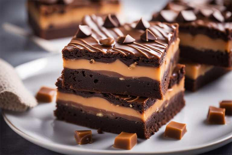 Mocha Brownies with Mocha Caramel Center - Tastylicious