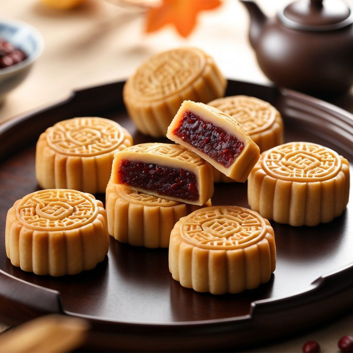 Red Bean Paste Mooncakes - Tastylicious