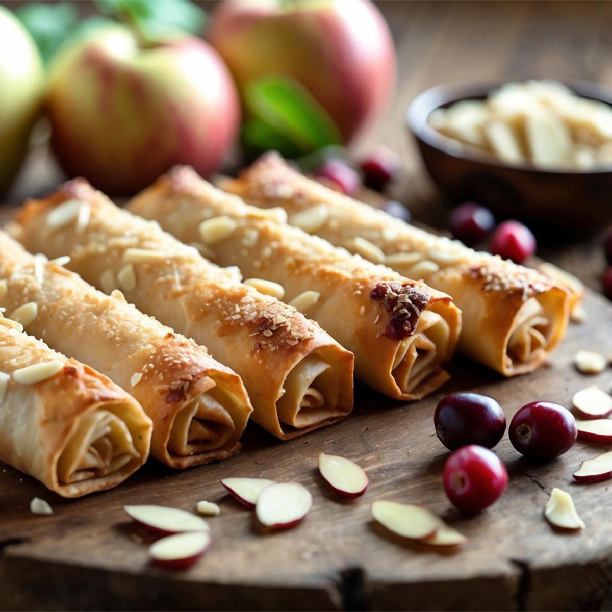 Apple‑Cranberry Pie Dessert Spring Rolls with Almonds - Tastylicious