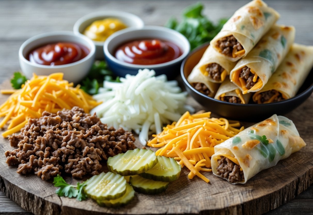 Cheeseburger Spring Rolls Recipe - Tastylicious