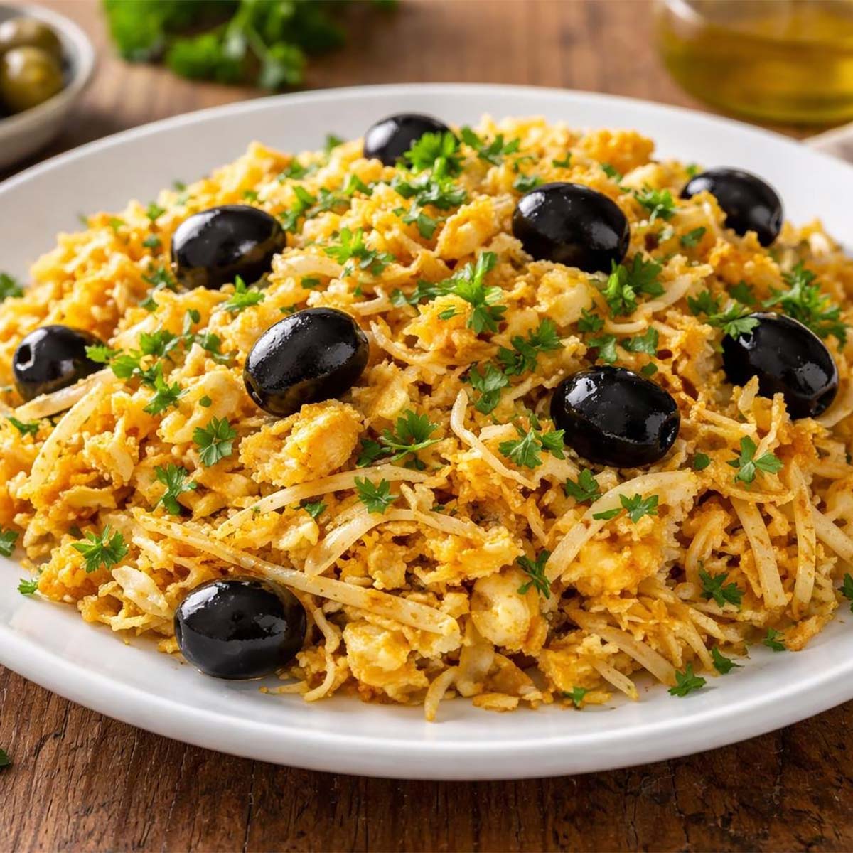 Bacalhau a Bras (Portuguese Salt Cod with Eggs & Potatoes) - Tastylicious