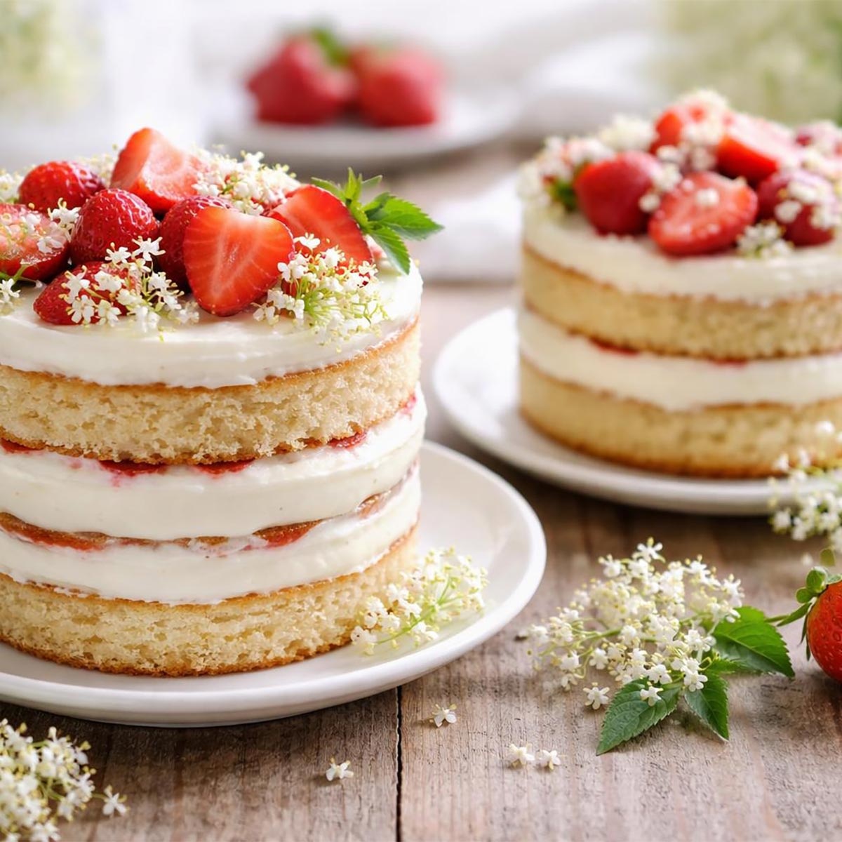Elderflower & Strawberry Spring Cakes - Tastylicious
