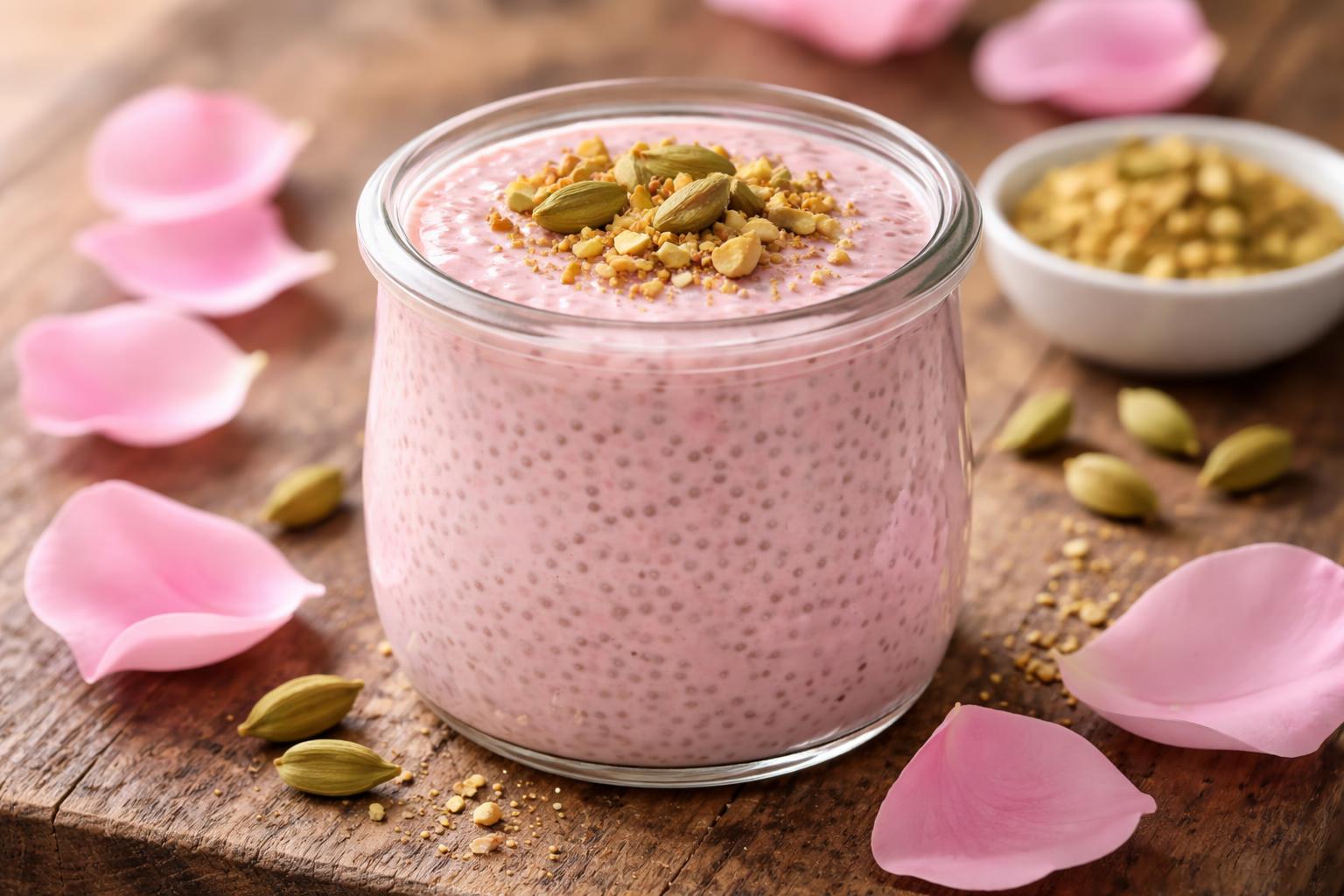 Rose Milk and Cardamom Chia Pudding - Tastylicious